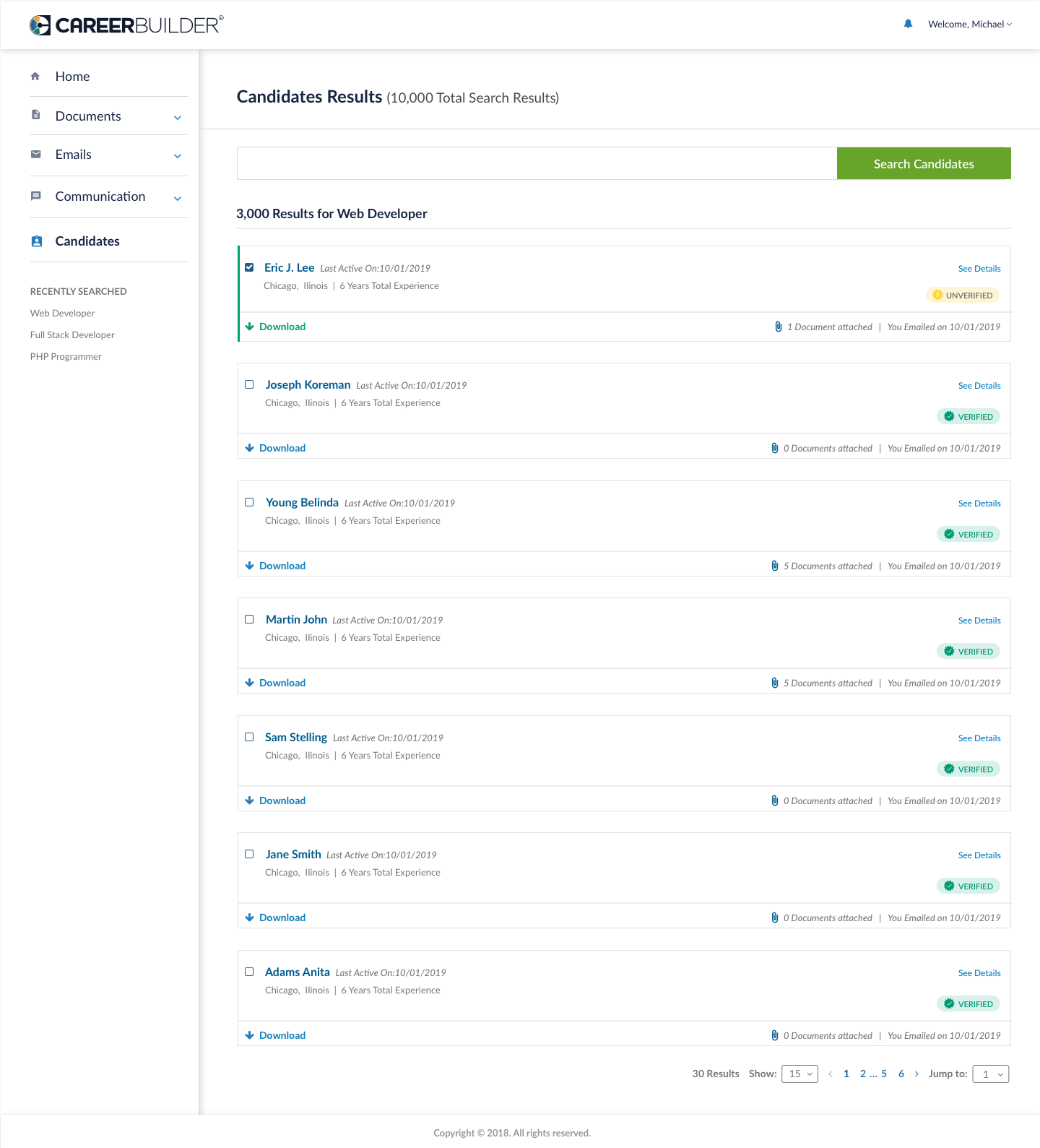 [DMS-906] UI for Candidate List and Search - Workterra Jira